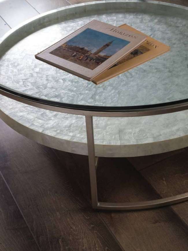 The Menagerie Ltd | CUMULUS CAPIZ LARGE ROUND COCKTAIL TABLE